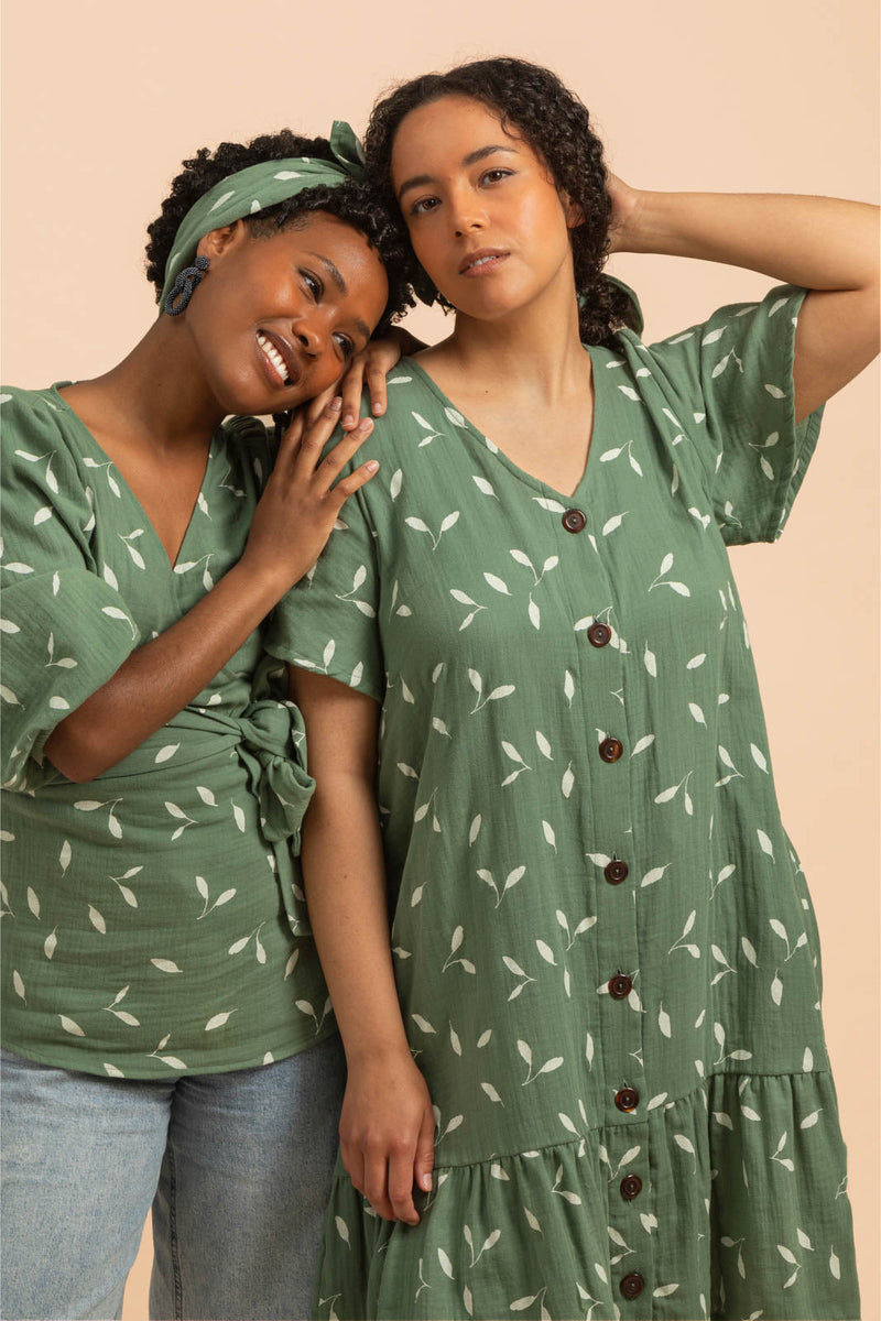 Frill Button Dress, Sage Wind – KAIKO